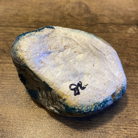 Hand Crafted | Accents | Moon And Trees Hand Painted Stone Garden Rock ...